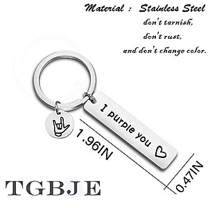 TGBJE I purple you keychain i love you keychain gift for boyfriend valentines day gift (I purple you)