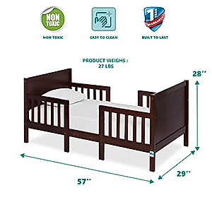 Dream On Me Hudson 3 In 1 Convertible Toddler Bed In Espresso, Greenguard Gold Certified, JPMA Certified, Non Toxic Finishes, Made of Sustainable New Zealand Pinewood