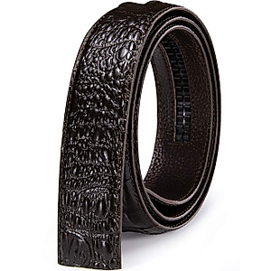 Barry.Wang Leather Ratchet Belt Men Brown Crocodile Belts Gold Designer Automatic Buckle Gift Box