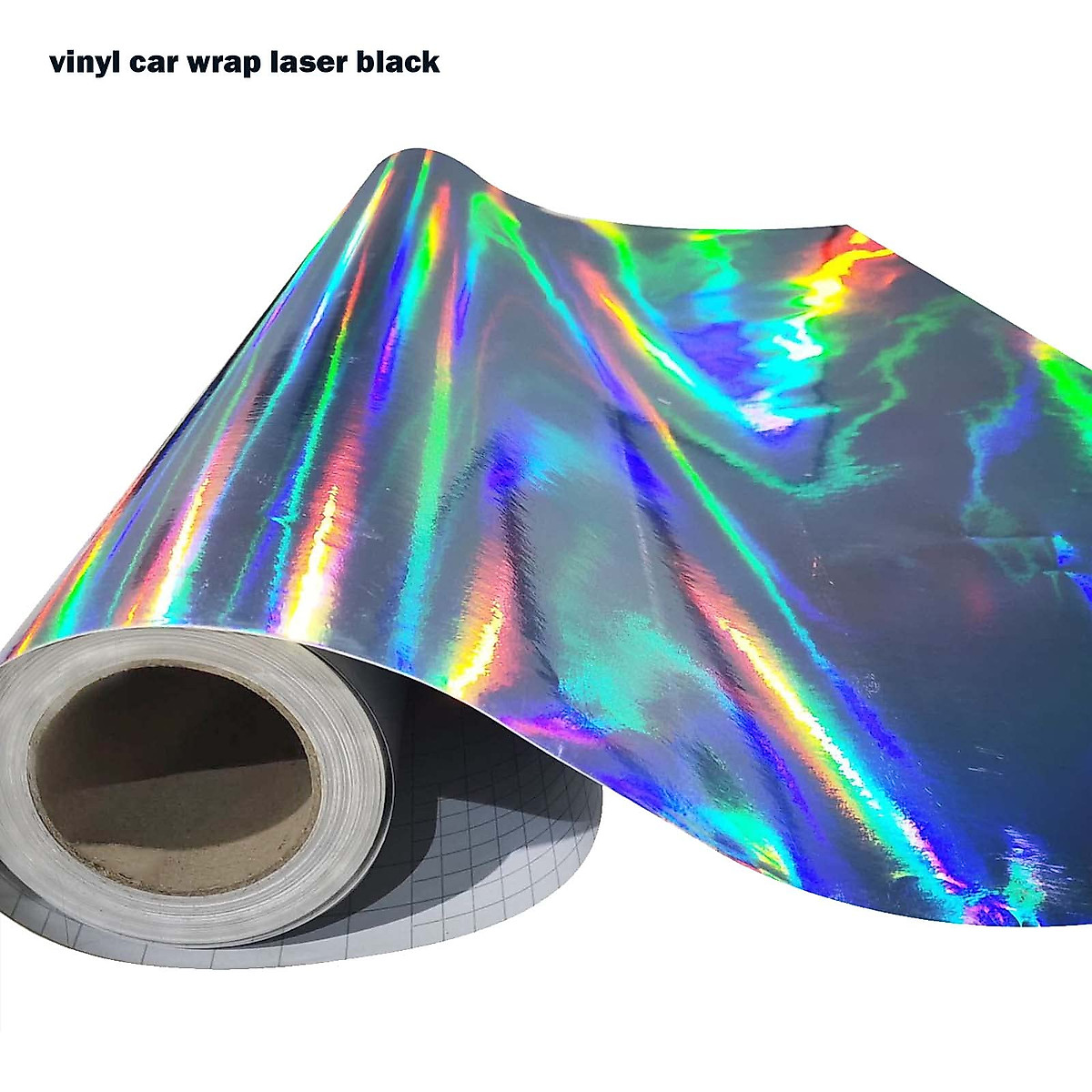 YOLOCKEY Holographic Laser Black Chrome Car Vinyl Wrap Roll Gloss Decal Film Self Adhesive Sticker Sheet Air Release