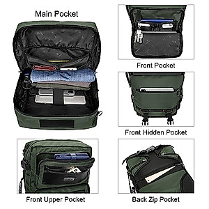 WITZMAN Carry On Travel Backpack for Men Duffle Bags Fit 17 Inch Laptop Airline Approved Laptop Backpack(B685 Army Green)