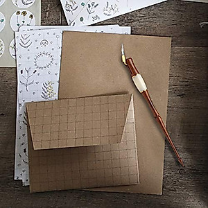 Yoption Wood Calligraphy Oblique Dip Pen Holder Set, Removable Nib Pen Handle Stand with 5 Flat Nibs Kit