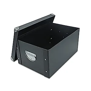 GUOZI Collapsible Storage Box, Decorative Memory Box with Lid & Metal Reinforced Corners, Cardboard File Bin with Handles, Organizer Gift Box for Keepsake Toy Photos Office Nursery Wardrobe Bookshelf
