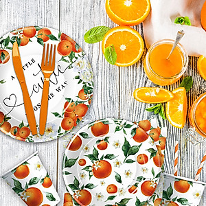 HIPVVILD Little Cutie Baby Shower Decorations Tableware, Orange Baby Shower Decorations, Paper Plate, Napkin, Cup, Cutlery, Fruit Orange Citrus Baby Shower Plates And Napkins Party Supplies | Serve 24