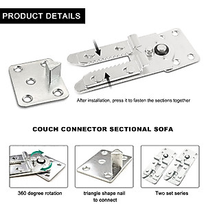 DEEPDREAM 2 Pack Sectional Couch Connectors Metal Couch Clips Sofa Connector Interlocking Furniture Connector with 24 Screws