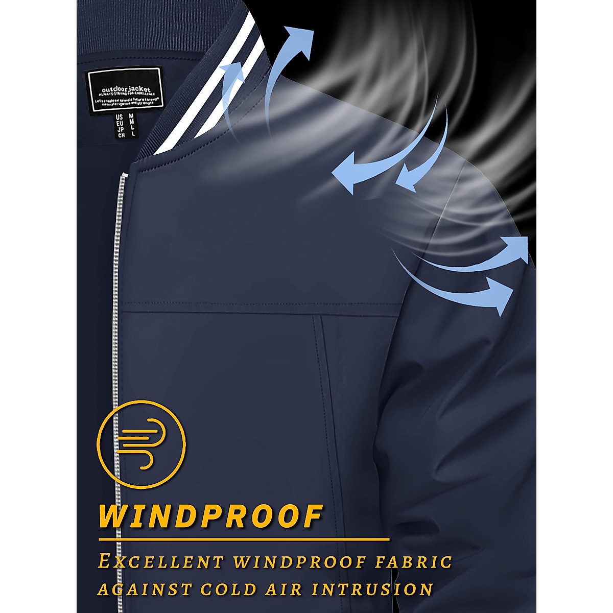 TACVASEN Mens Jackets Lightweight Men's Jackets Stylish Men's Casual Jacket Outdoor Windbreaker Lightweight Bomber Coats Hiking Jacket