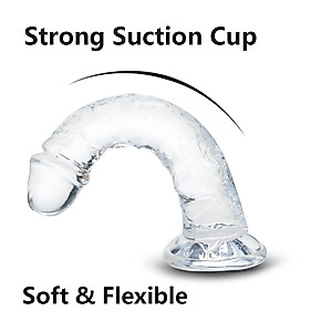 7 Inch Small Realistic Dildo, Soft Lifelike Beginner Sex Toy Thin Penis Clear with Strong Suction Cup for Womens/Men/Gay,Adult Life Like Sex Anal Cute Toys & Games