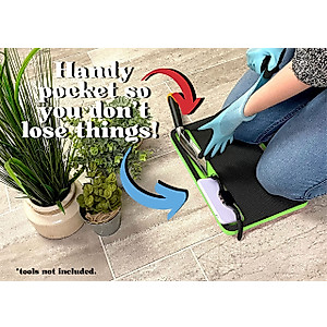 Polar Whale 2 Portable Knee Cushions Green and Black with Tool Pocket for Home Garden Work Automotive Workshop More Durable Thick Comfortable High Density Waterproof Foam 15 x 10 Inches Kneeling Pad