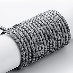 Vousile 50ft Clothesline Outdoor, 50' Stainless Steel Clothesline Wire Kit Heavy Duty Clotheslines Rope for Camping Travel Drying