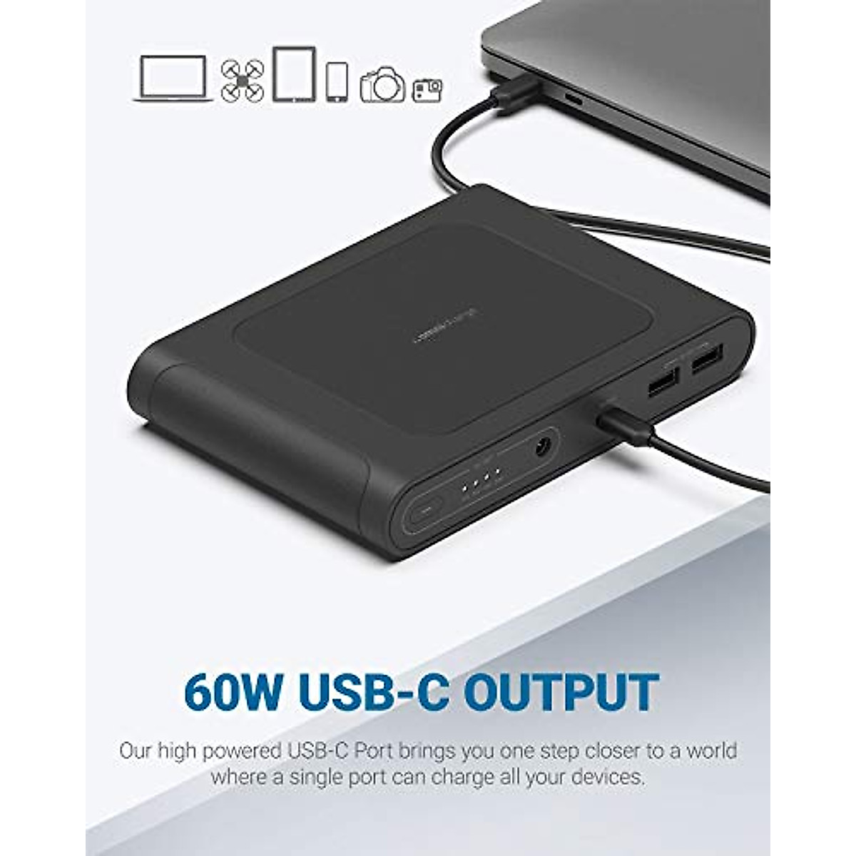 Omni Mobile 25600mah DC/USB-C PD/USB-A/Wireless Power Bank | Battery Backup for Laptops:MacBook/iPad/Dell XPS/Surface | Smart Devices:Nintendo Switch/GoPro | Resmed CPAP | Smartphones:iPhone/Samsung
