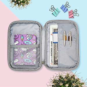 Purple and Blue Galaxy Pencil Case Pen Bag Pouch Stationary Box Hand Bag, Star Space Travel Makeup Cosmetic Bag Passport Holder Storage for Women