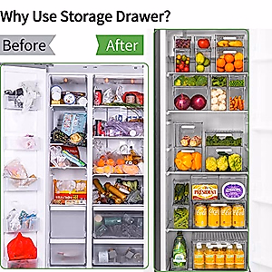 vacane 4 Pack Plastic Shallow Storage Organizer Box Containers with Lids, Stackable Pantry Organizer Built-In Handles Refrigerator Organizer, Storage Cube Hold Food, Snacks, Makeup, Toys-Clear