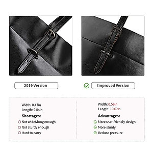 Kattee Vintage Genuine Leather Tote Shoulder Bag for Women Satchel Handbag with Top Handles (Black)