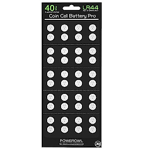 POWEROWL High Capacity LR44 Batteries 40 Pack, L1154F AG13 357 303 SR44 A76 Premium Alkaline Battery 1.5V Button Coin Cell Batteries
