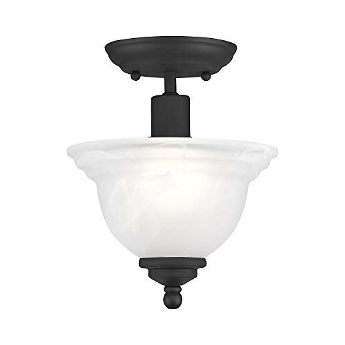 Livex Lighting 4250-04 Flush Mount with White Alabaster Glass Shades, Black