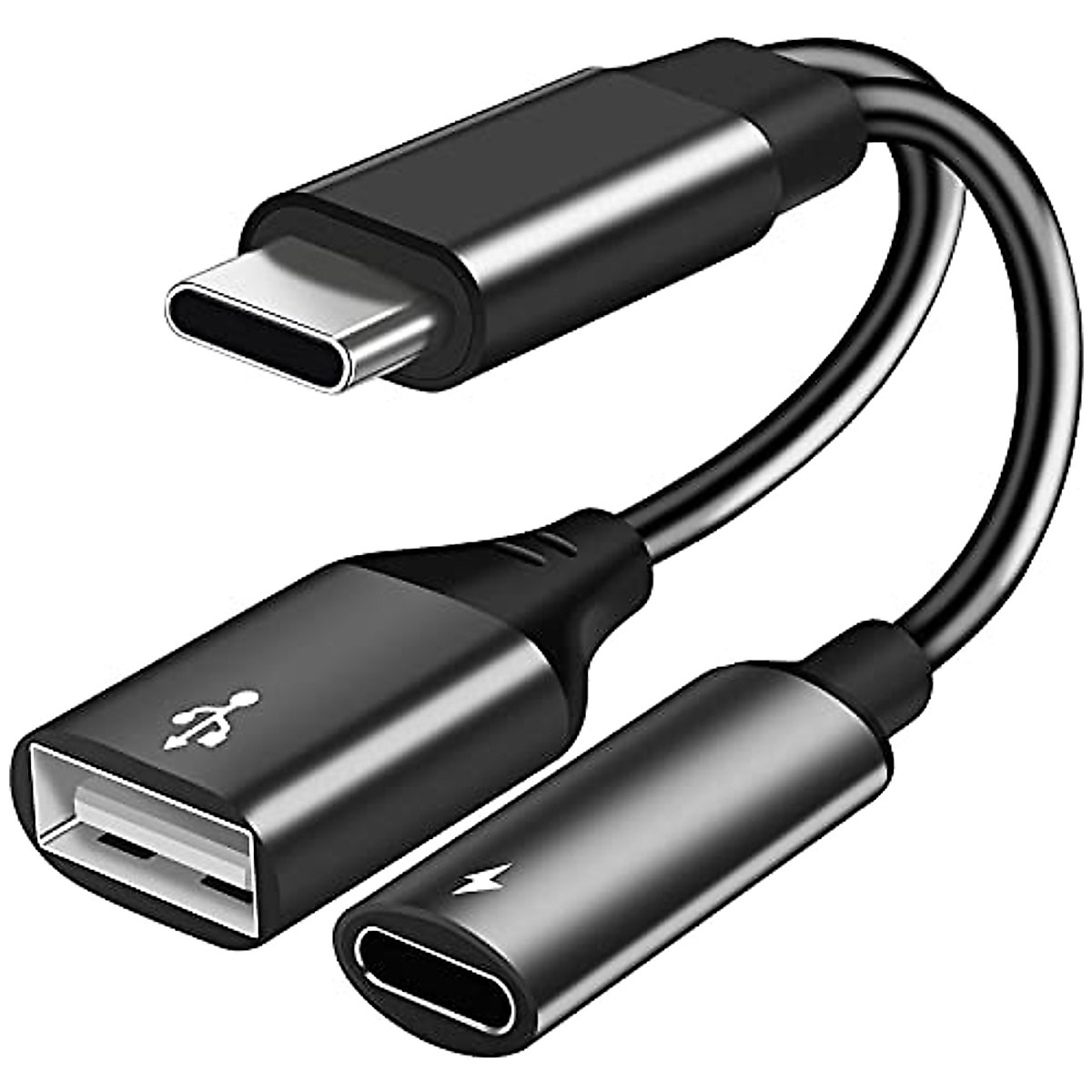 USB C to USB Adapter with Type C Charging, 2 in 1 Type C 3.0 OTG Splitter with 60W PD Fast Charge Compatible for Galaxy S23 S22 S21 S20 S20+ Note 20/10,Switch,LG V40 V30 G8, Pixel4 XL,Google TV 2020