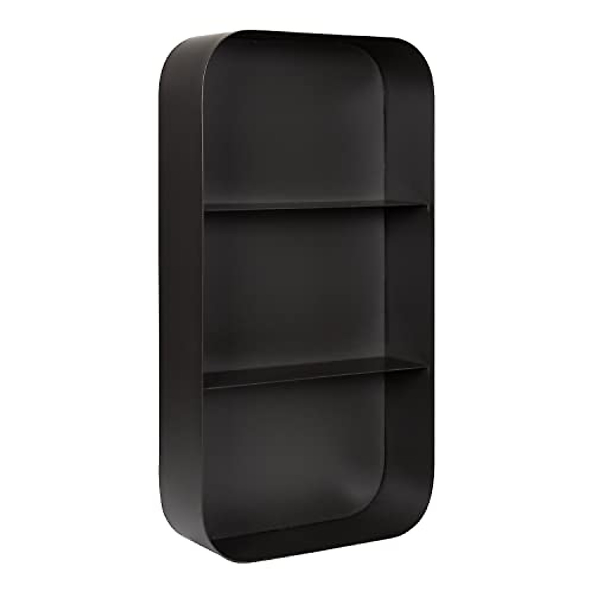 Kate and Laurel Armenta Modern Radius Rectangle Metal Shelf, 16 x 28, Dark Charcoal Gray, Decorative Wall Shelves for Wall