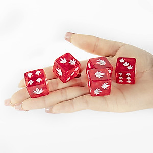 30 Pieces Dices Set Leaves Dice 6 Sided Game Dices Translucent Colors Square Corner Dice(0.77 Inch/2cm),Red