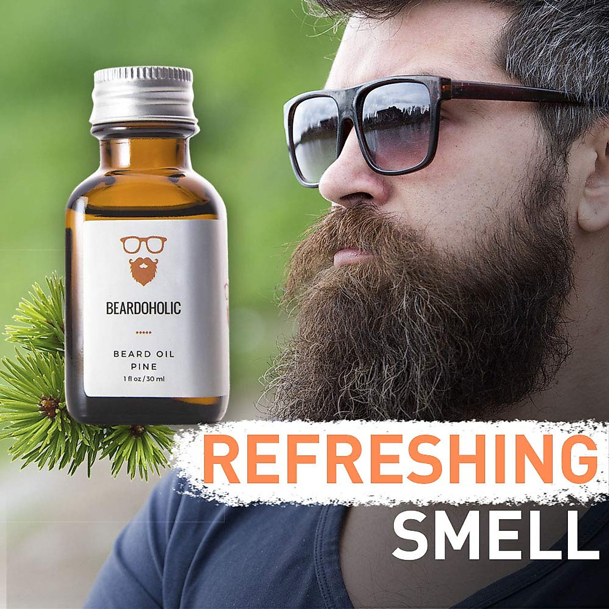 Beardoholic Natural Beard Oil Pine Scented 1 Ounce (30 ml)