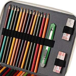 Shulaner 250 Slots Colored Pencil Case with Zipper Closure Large Capacity Retro Style Element Pattern Pencils Bag Waterproof 840D PVC Fabric Pen Organizer Storage Holder for Artist