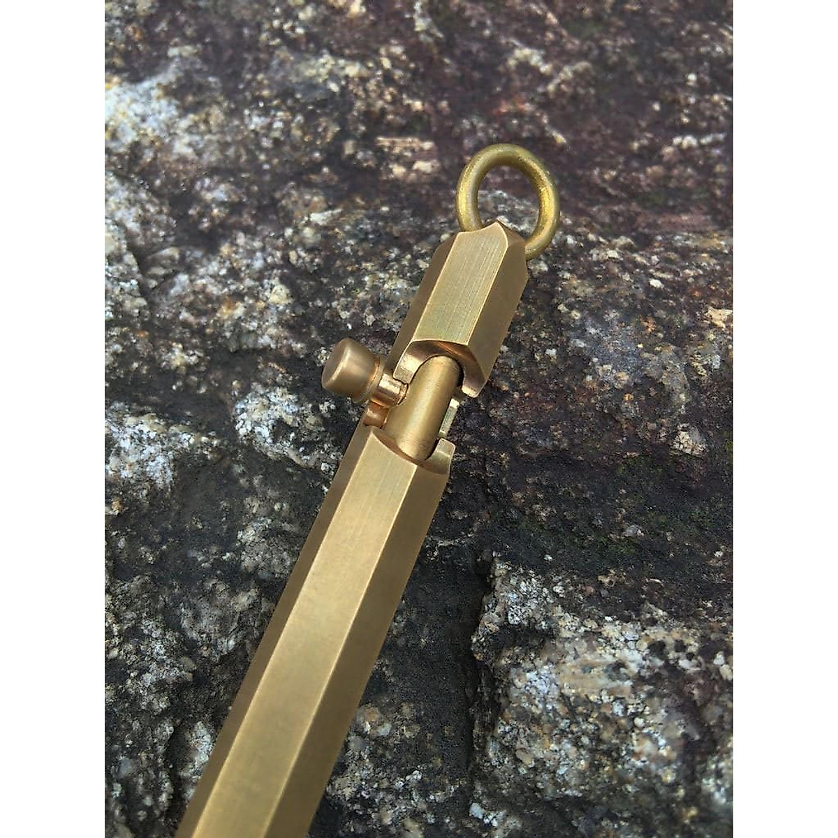 EKLOEN Mini Size Solid Brass Pen, Portable Delicate Signature Pen Six-Edge Ballpoint Pen