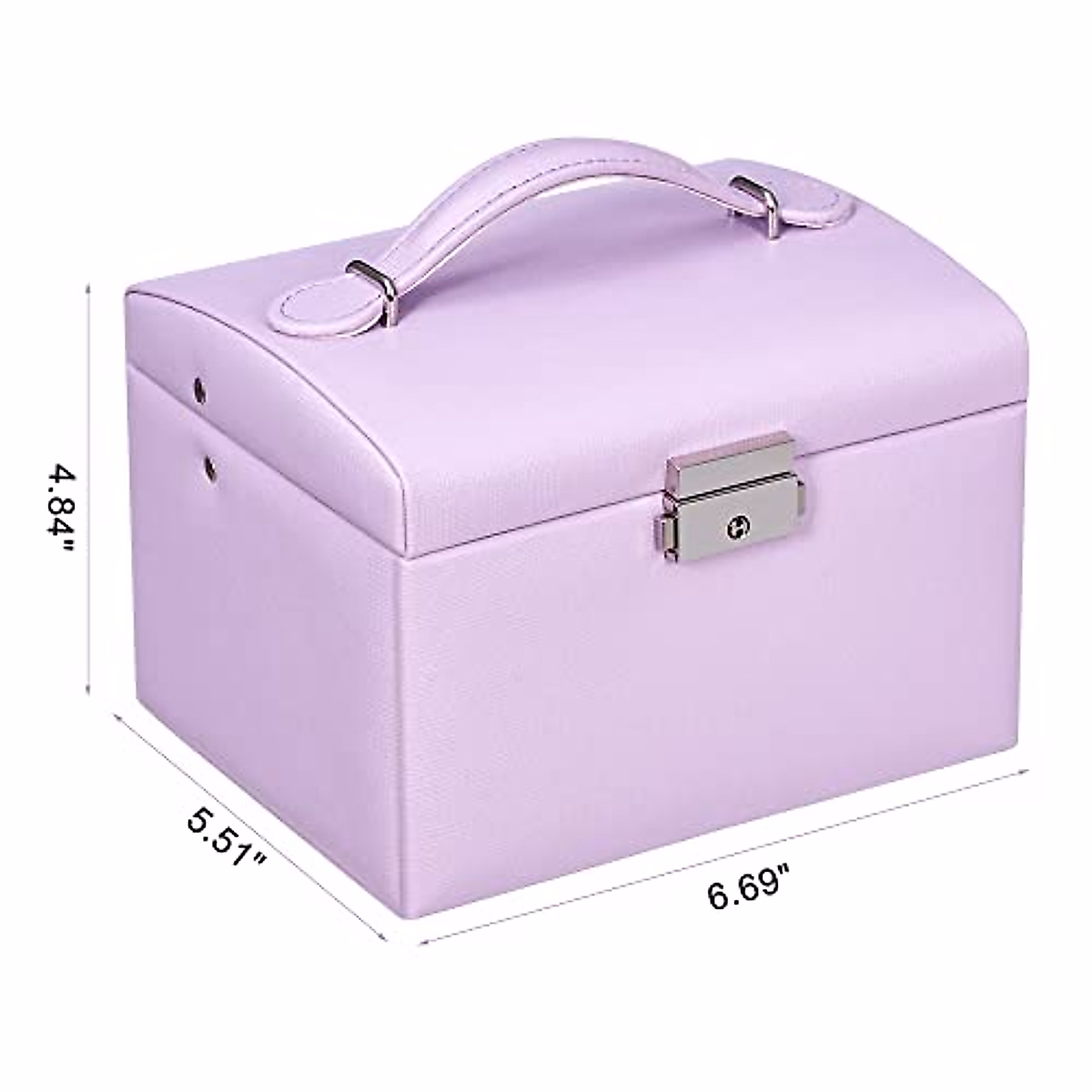 BEWISHOME Jewelry Box for Teen Girls,3 Layers Jewelry Organizer Box with Lock, Jewelry Travel Case for Women Girls, PU Leather Jewelry Boxes for Earrings, Rings, Necklaces Purple, SSH88P