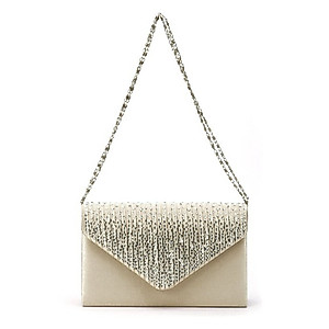 U-Story Women's Rhinestone Satin Frosted Evening Wedding Clutch Bag Handbag Purse (Red)