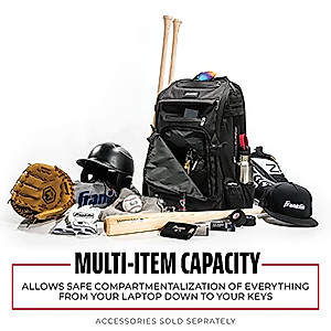 Franklin Sports Baseball + Softball Bag - MLB Traveler Elite Sport Equipment Backpack - Adult Bat Bag - Fits Cleats, Bats + Helmet - Black