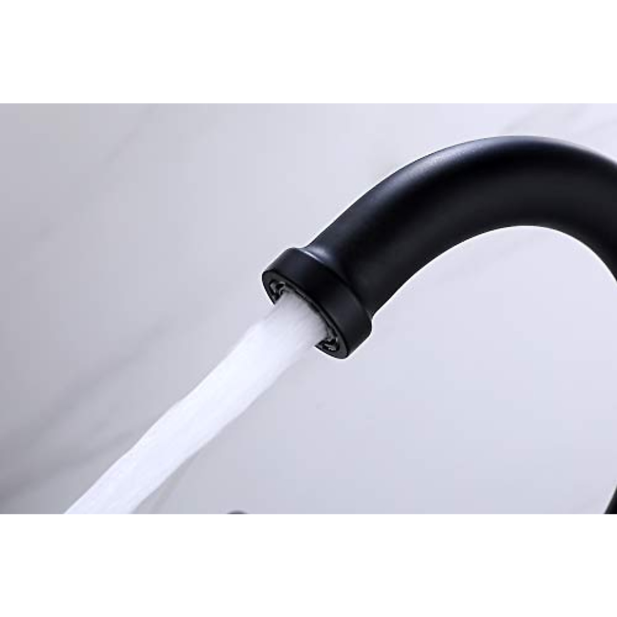 RKF 4 inch Matte Black Bathroom Sink Faucet 2-Handle Centerset Bathroom Faucet with Drain 360 Swivel Spout 2-3 Hole Bathroom Vanity Sink Faucet Bathroom Basin Lavatory Mixer Tap BF023-MB
