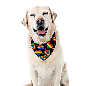 Rainbow Heart Dog Bandana LGBT Pride Day Dog Scarf Adjustable Accessories for Small Medium Dogs Cats Pets