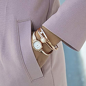 Anne Klein Women's AK/3292LPST Premium Crystal Accented Rose Gold-Tone and Blush Pink Watch and Bangle Set