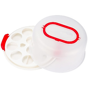 MUKLEI 10 Inch Round Cake Carrier with Handle, Cake Holder with Lid, Two Sided Base Cake Containers Portable Cake Carrier for Cake, Cupcakes, Muffins, Desserts