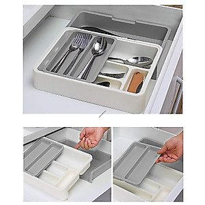 Hyuduo Utensil Drawer Organizer, Expandable Adjustable Kitchen Drawer Organizer For Utensils, Compartment Tidy Drawer,storage box storage box
