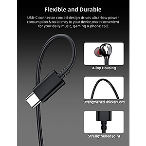 USB C Headphones for iPhone 16 15 Pro Plus Samsung S24 S23 S22 Ultra Flip Fold A53, Wired Earbuds Noise Canceling in-Ear Type C Earphones Microphone Volume Control Stereo for iPad Pro,Pixel 8 7a 6