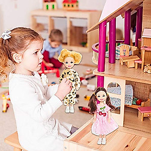 ONEST 10 Sets 5 Inch Dolls Mini Dolls Include 10 Pieces Girl Dolls, 10 Sets Handmade Doll Clothes, 10 Pairs of Doll Shoes