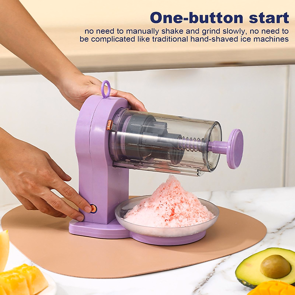 GUYOS Electric Snow Cone Machine, 13000rpm Ice Shaving Smoothie Machine, Ice Shaver Crusher with 2 Ice Cube Molds, Shaved Ice Machine, Steel Claw Snow Cone Maker for Ice Cream & Cold