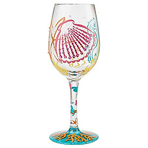 Enesco Designs by Lolita Coastal Artisan Wine Glass, 1 Count (Pack of 1), Multicolor