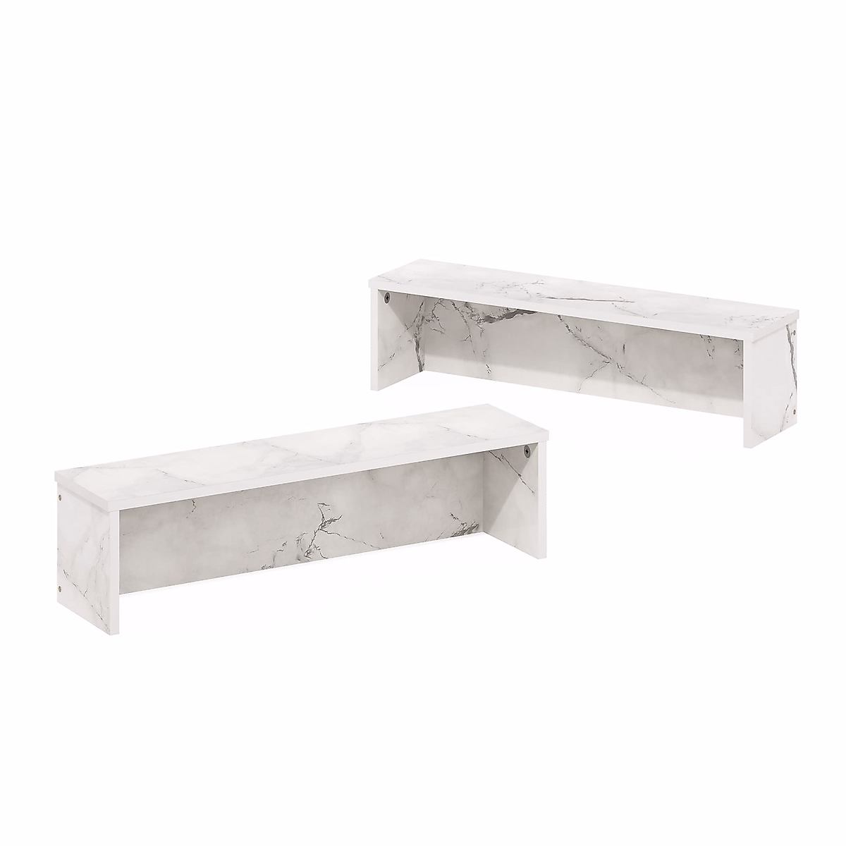 Furinno Helena Kitchen Counter Stackable Organizer Shelf, Set of 2, 23-Inch, Marble White