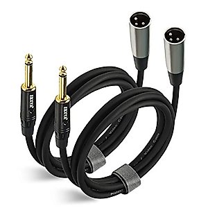 EBXYA XLR Male to 1/4 Inch TS Mono Unbalanced Microphone Cable 6Ft, 6.35mm to XLR Cable, 2 PCS