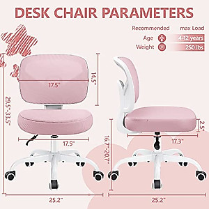 Primy Kids Desk Chair, Pink Study Chair for Boys Girls with Height Adjustable, Swivel Mesh Task Student Chairs for 4-12, Growing Teen Office Chair for Home/School/Office (Pink)