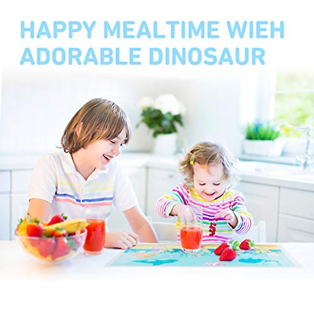 Disposable Stick-on Placemats 40 Pack for Baby & Kids, Toddler Placemats in Reusable Pouch 12" x 18" (Blue Ocean Life)