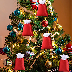 15 Pieces Christmas Velvet Drawstring Bag Red Christmas Tree Ornament Drawstring Gift Bags Velvet Santa Gift Wrap Bags Christmas Decorations Pouch Packaging Drawstring Bag for Christmas Decor Storage