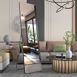 EDTEMI Floor Mirror Full Length,56"x16"Free Standing or Leaning Against Wall Mirror Full Body Mirror,Wall Mounted Hanging Mirror, Large Dressing Mirror with Stand for Bedroom Living Room(Black)