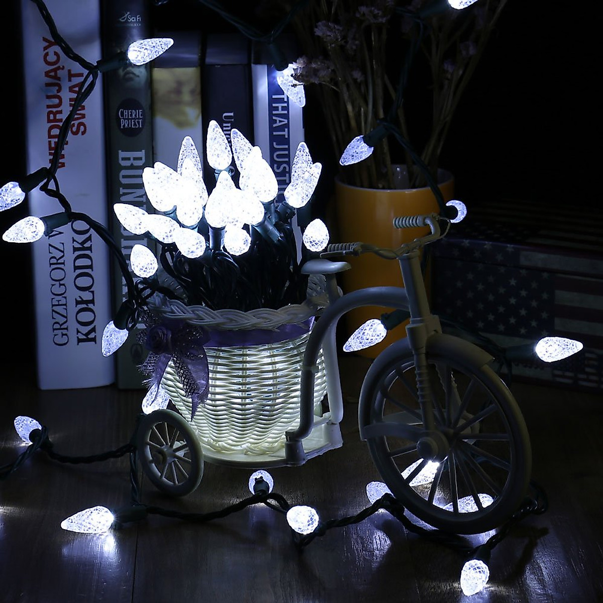 Brizled Upgrade Faceted C5 LED String Lights, 100 LED 33ft Mini String Lights, 120V UL Certified Clear Christmas Light Set for Indoor & Outdoor Decoration, Patio, Garden, Party and Holiday, Cool White