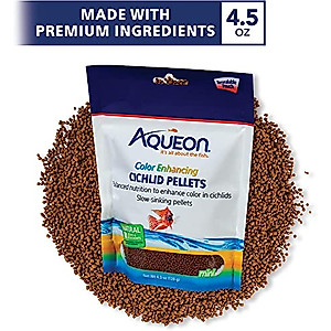 Aqueon Cichlid Color Pellets Fish Food - 4.5 Ounce [Set of 3]