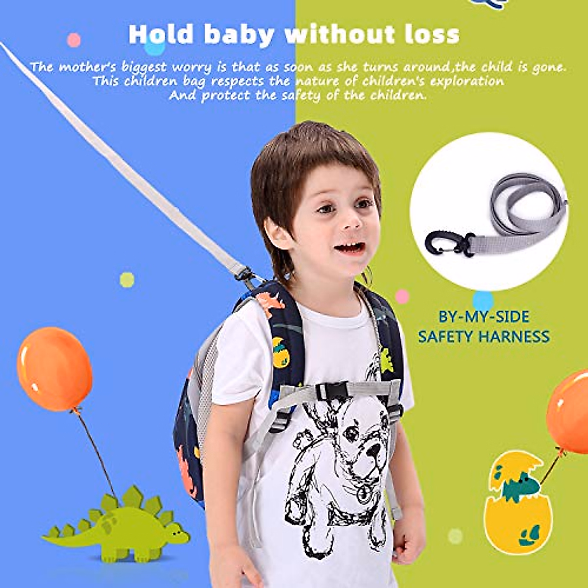 willikiva Dinosaur Toddler Mini Backpack Children Kids Baby Safety Harness Leash Waterproof Boys and Girls (3D Deep Blue)