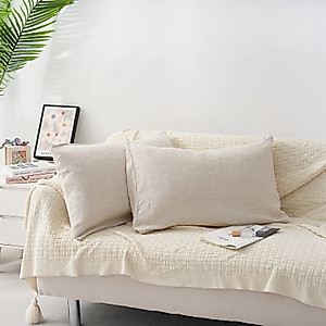 Linen Body Pillow Cover 20x54inches Long Pillowcase Natural Linen Pillowcases Soft Breathable Moisture-Absorbing Linen Body Pillowcase with Pocket Closure