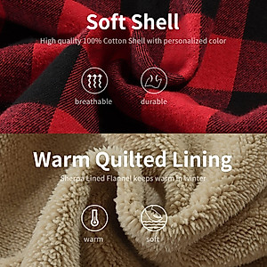 Derbars Men's Plaid Shirts Hoodie Casual Long Sleeve Flannel Shirt Jacket Winter Coat with Pocket Red Medium