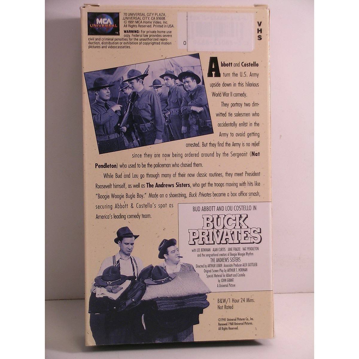 Bud Abbott & Lou Costello In Buck Privates---VHS Video tape