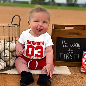 Personalized Sports Baby Onesie for Boy - 8 Designs & Colors Customized Baseball Girl Outfits Gifts Custom Sport Bodysuit Babies Newborn 6 12 18 24 Month Gift Shower C1, White